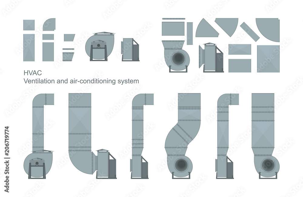Vector set of ventilation elements. Stock Vector | Adobe Stock