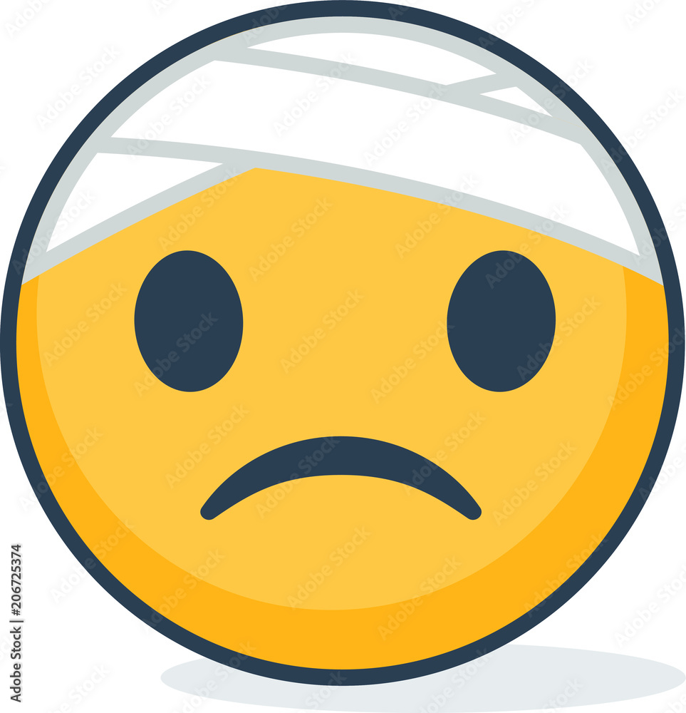 Isolated broken head emoticon. Isolated emoticon on white background ...
