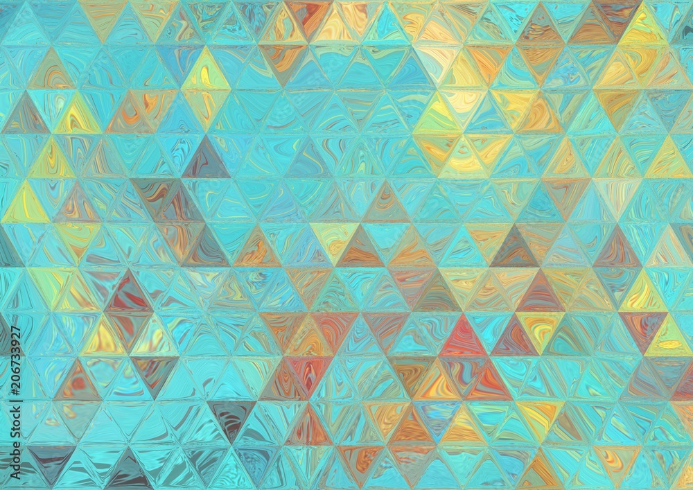 Turquoise and gold faded triangles texture. Abstract wallpaper ...