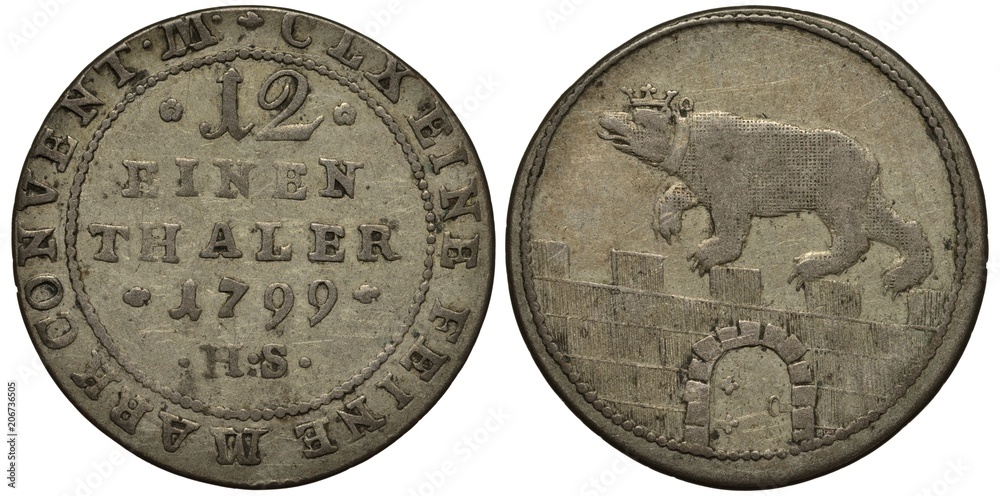 Germany German silver coin 1/12 one twelfth of a thaler 1799, Land ...