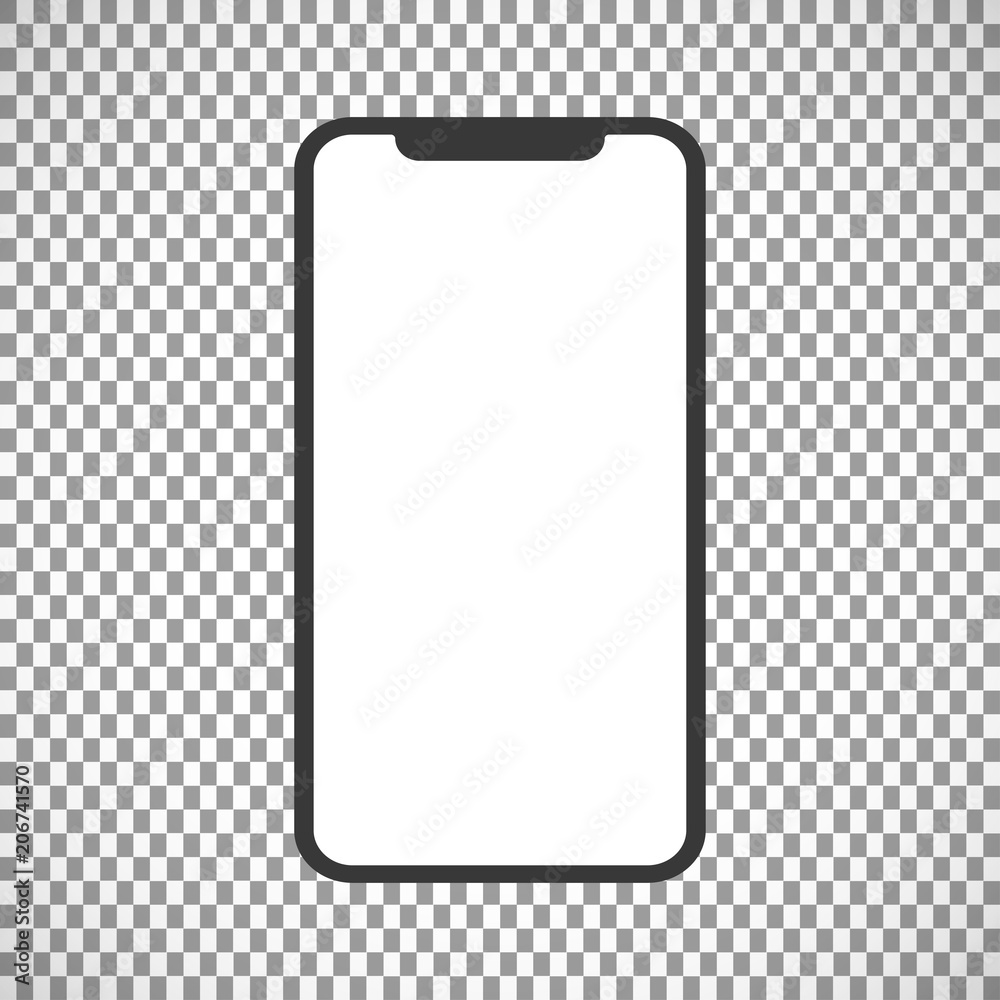 Realistic White Slim Smartphone isolated on Transparent Background. New ...