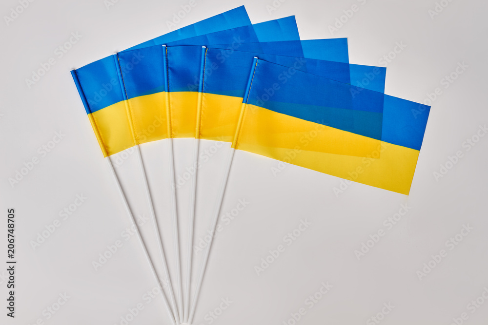 Collection of ukrainian flags. Ukraine flags on white isolated ...
