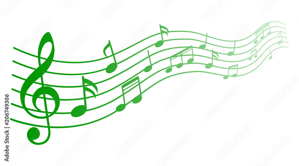 Green music notes background, musical notes – stock vector Stock Vector ...