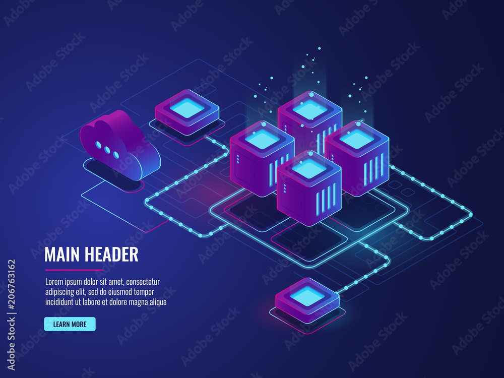 Server room, cloud storage technology, transmission and exchenge data ...