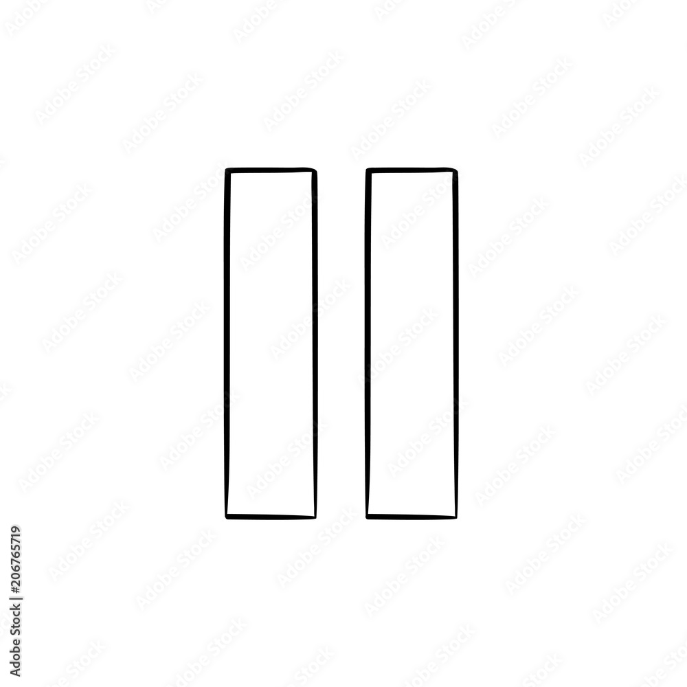 Pause button hand drawn outline doodle icon. Pause playing media ...