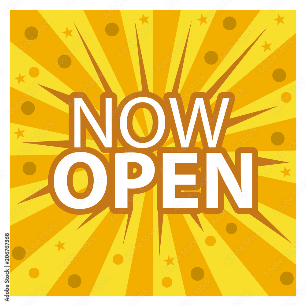 Now open on the yellow background. Flat vector illustration. Stock ...