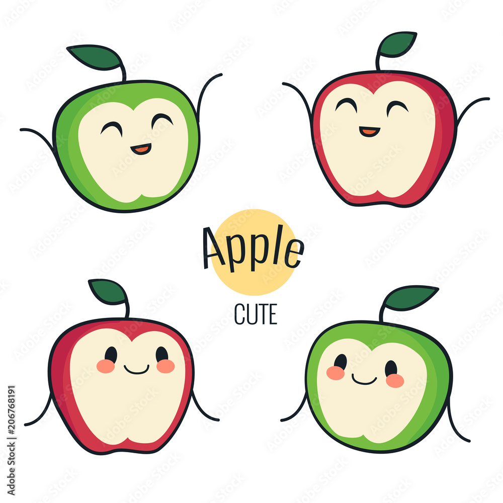 Cartoon Apples With Faces