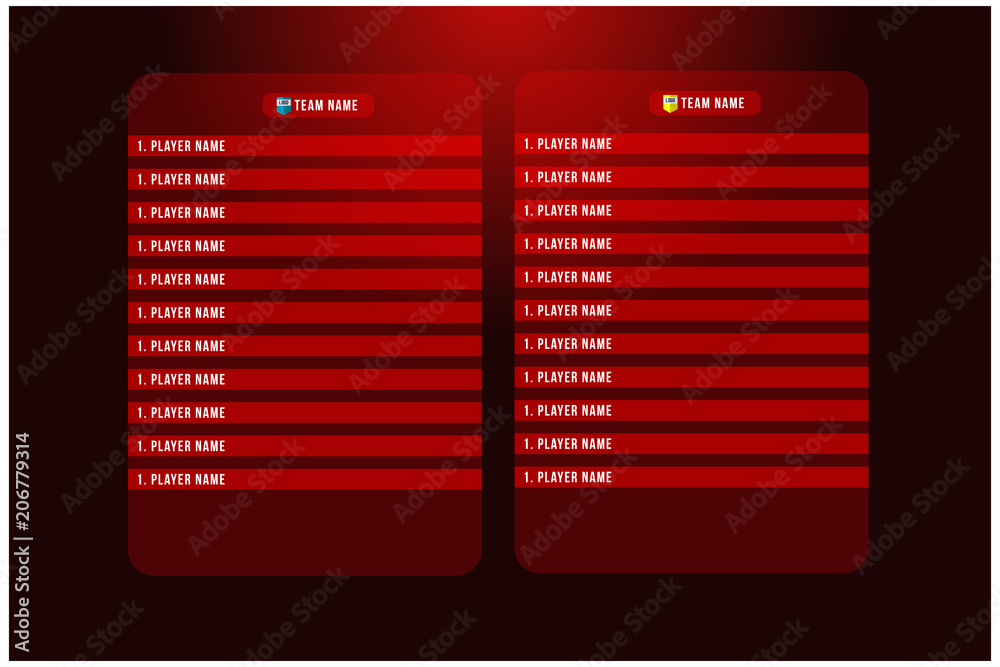 Soccer starting lineup squad. Football or soccer playing field with set ...
