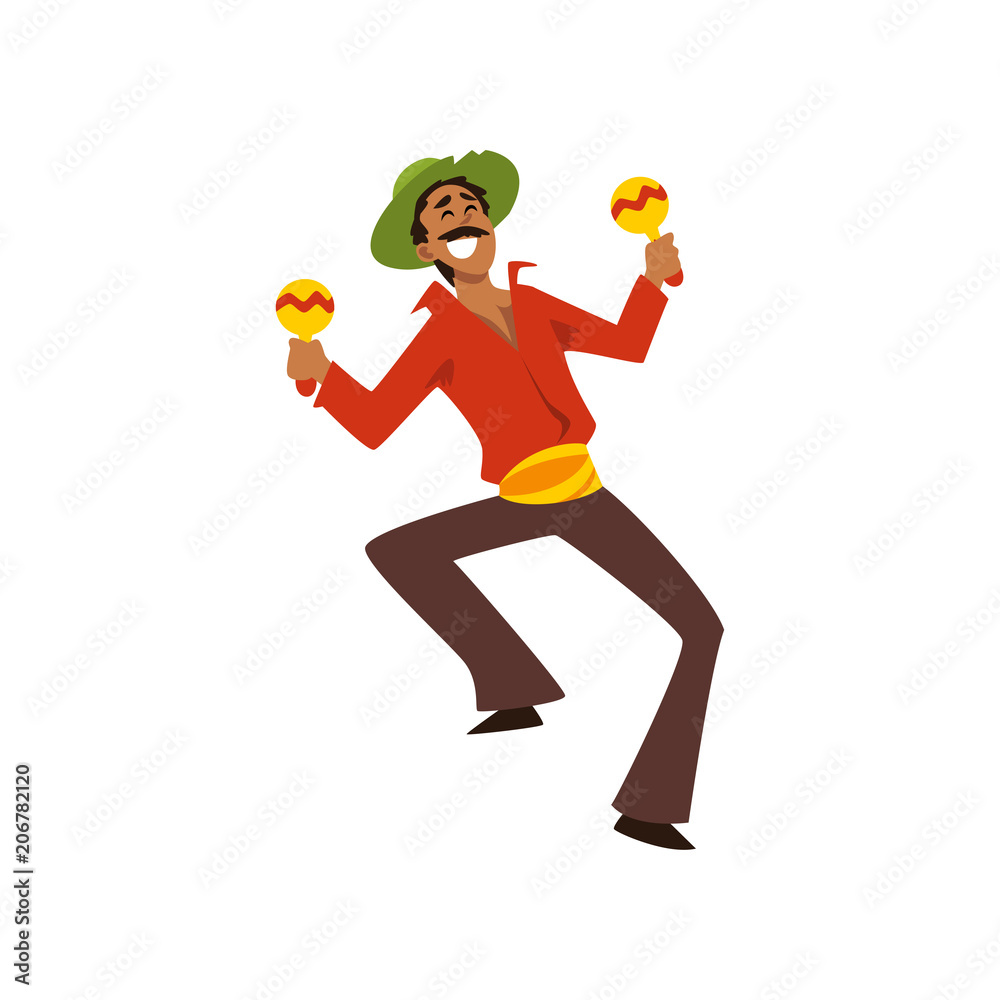 Young Man Dancing With Maracas