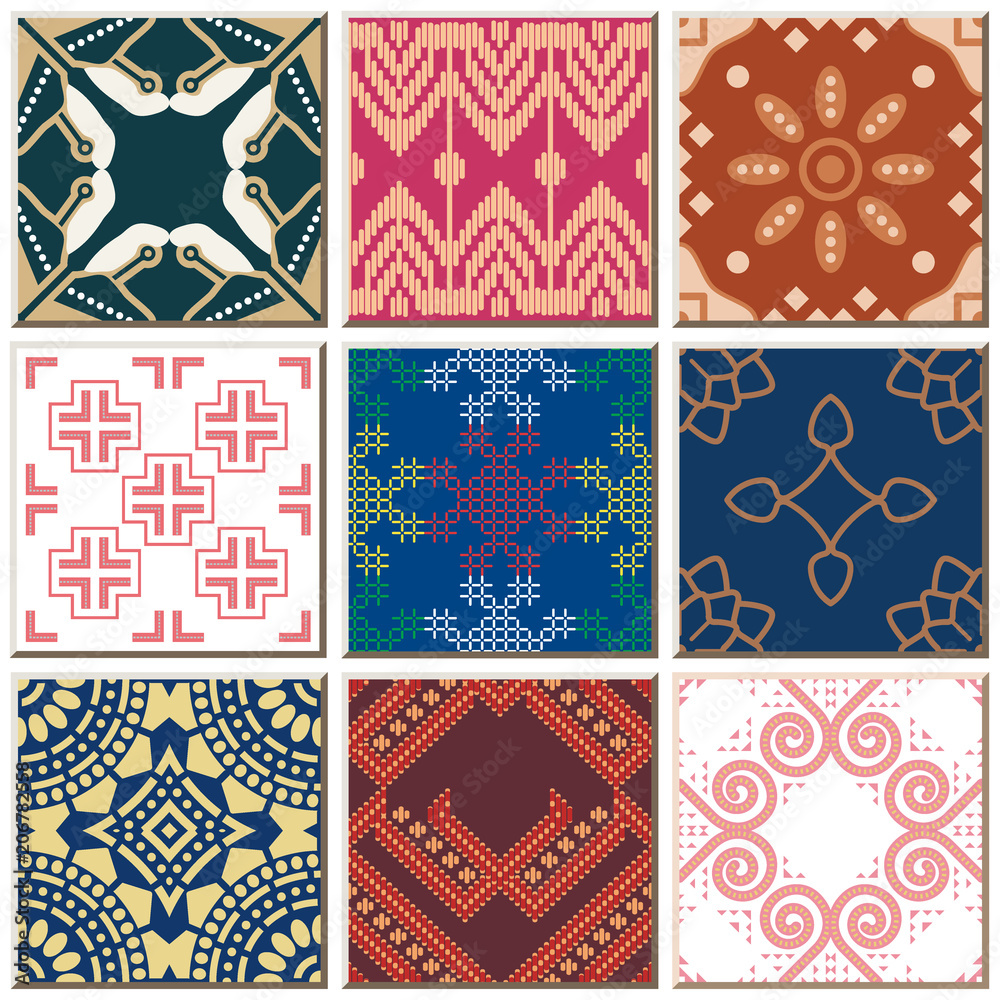 Ceramic tile pattern combo_080 Stock Vector | Adobe Stock