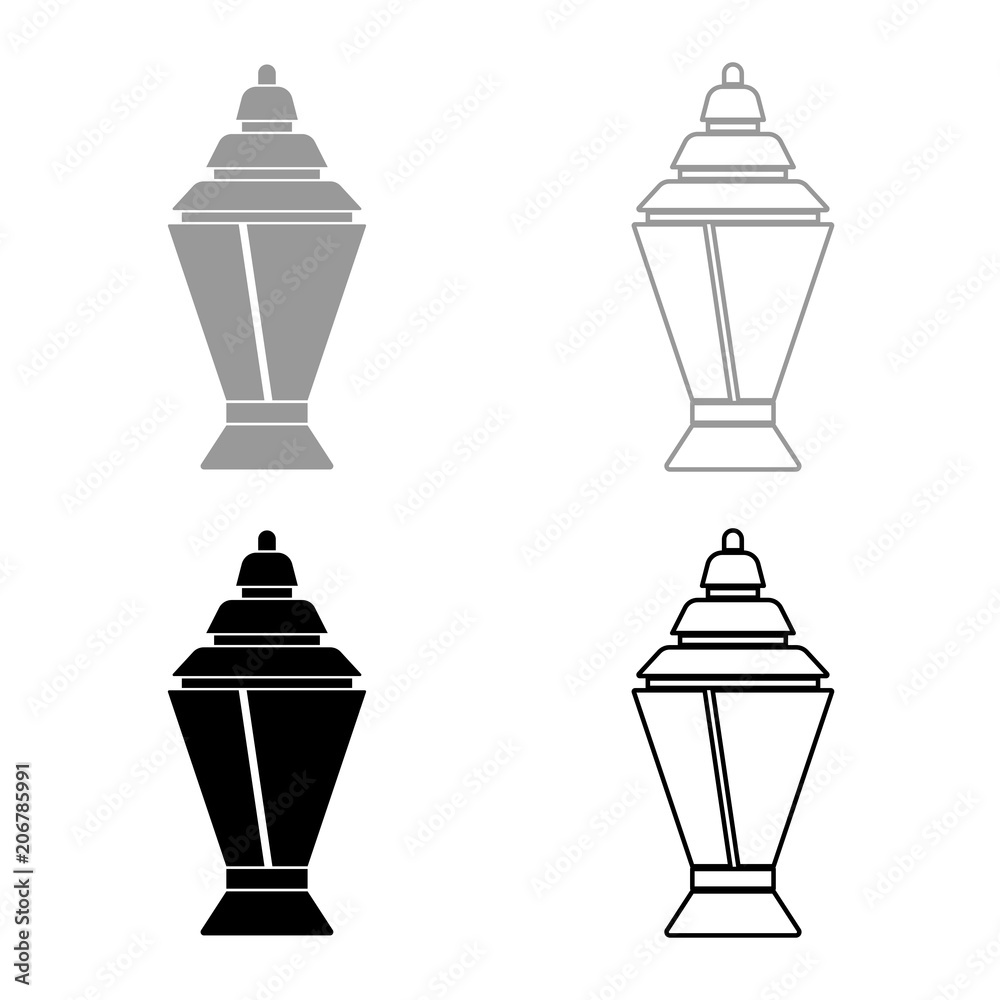Ramadan kareem lantern or fanous icon set grey black color Stock Vector ...