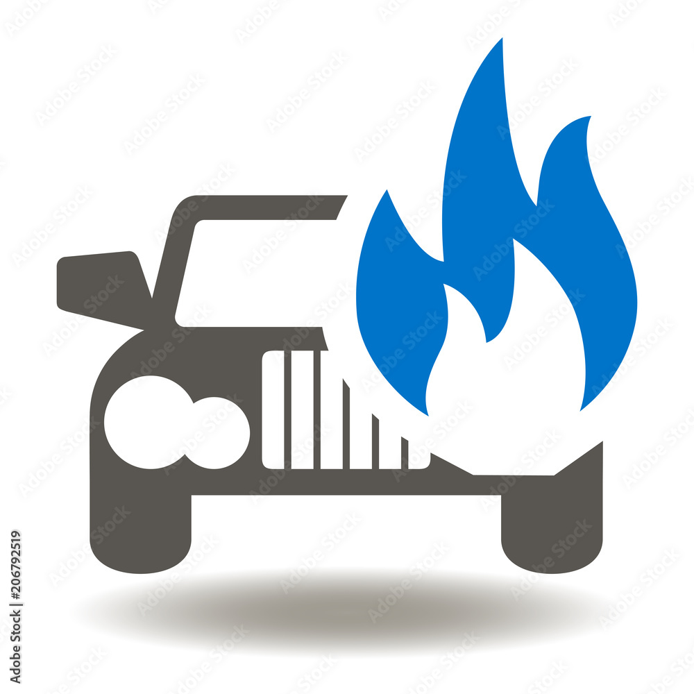 Car Fire Flame Icon Vector. Auto Burning Illustration. Automobile ...