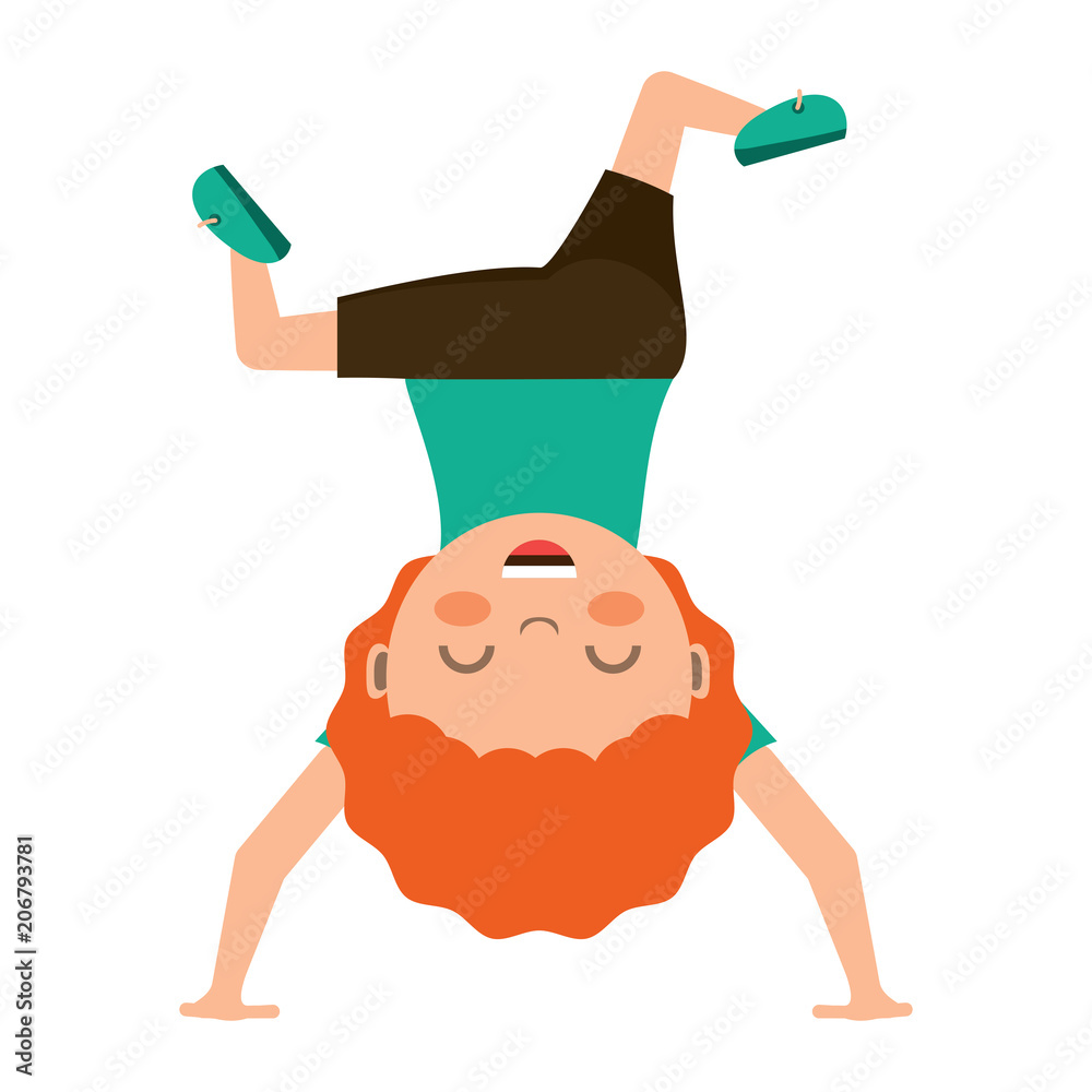 cartoon boy upside down over white background, colorful design. vector ...