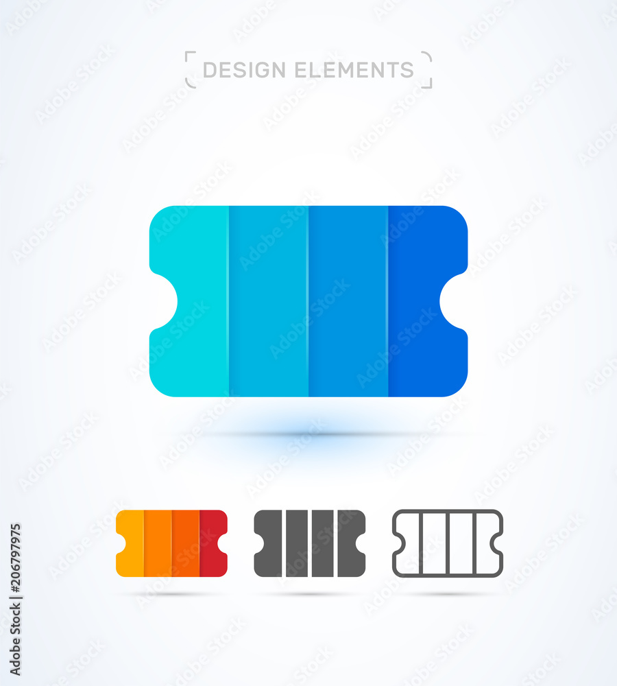 Vector ticket design elements. Music concert, movie, exhibition, event ...