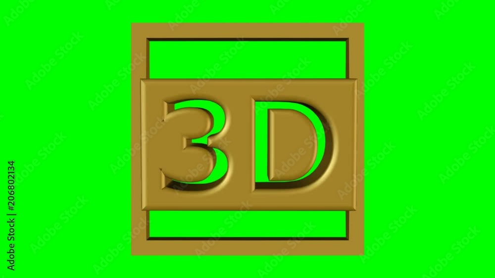 3d animation with 3d symbol cut out in golden cube. 3d box with letters ...