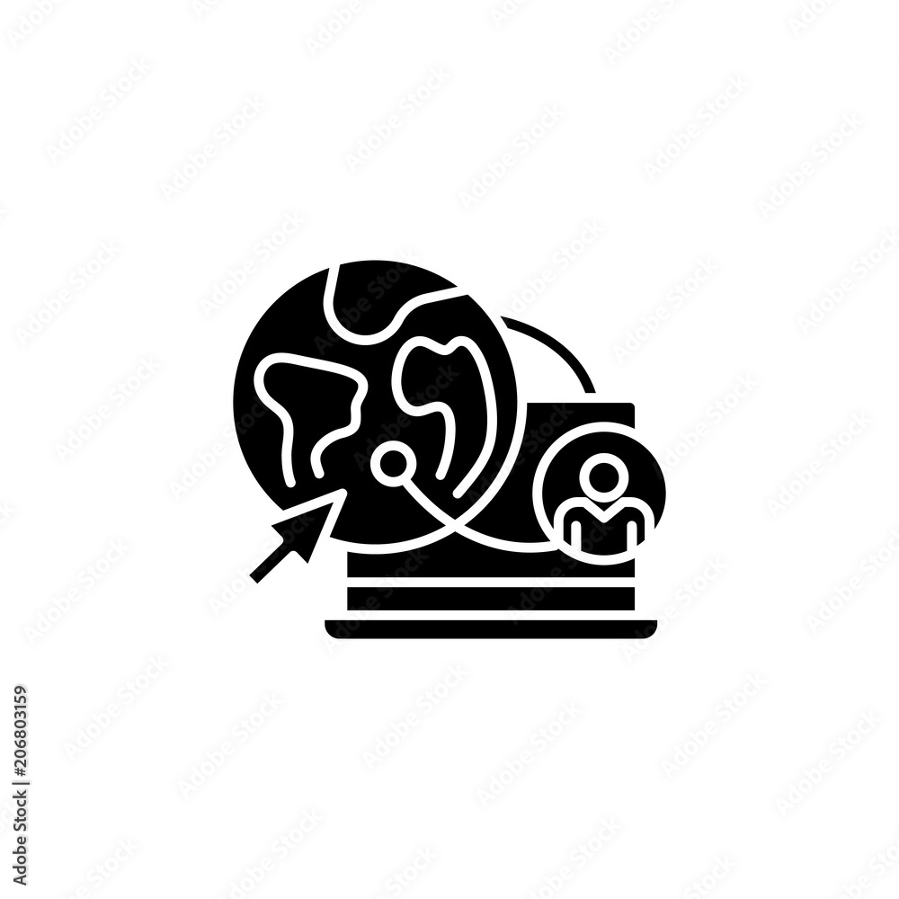 Geographic segmentation black icon concept. Geographic segmentation ...