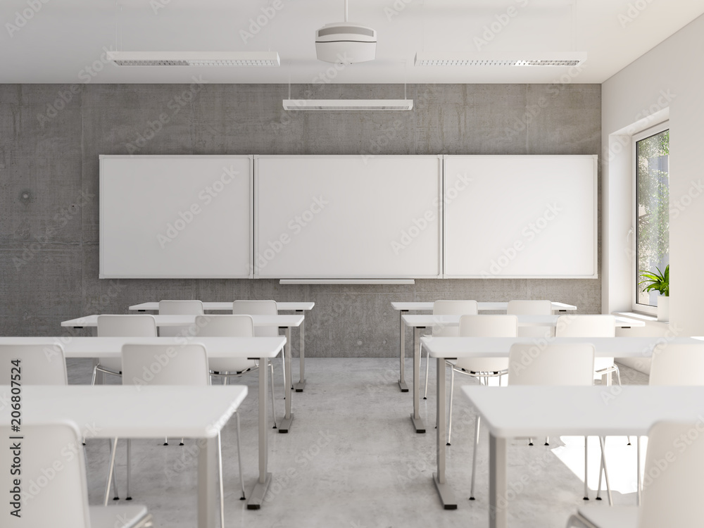 modernes klassenzimmer mit einem beamer Stock-Illustration | Adobe Stock