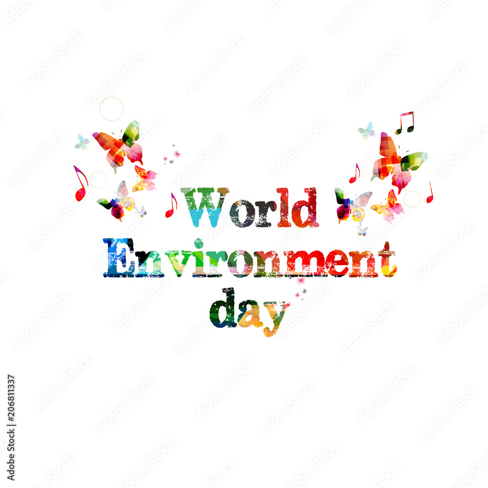World Environment Day poster vector illustration. Typographic colorful ...