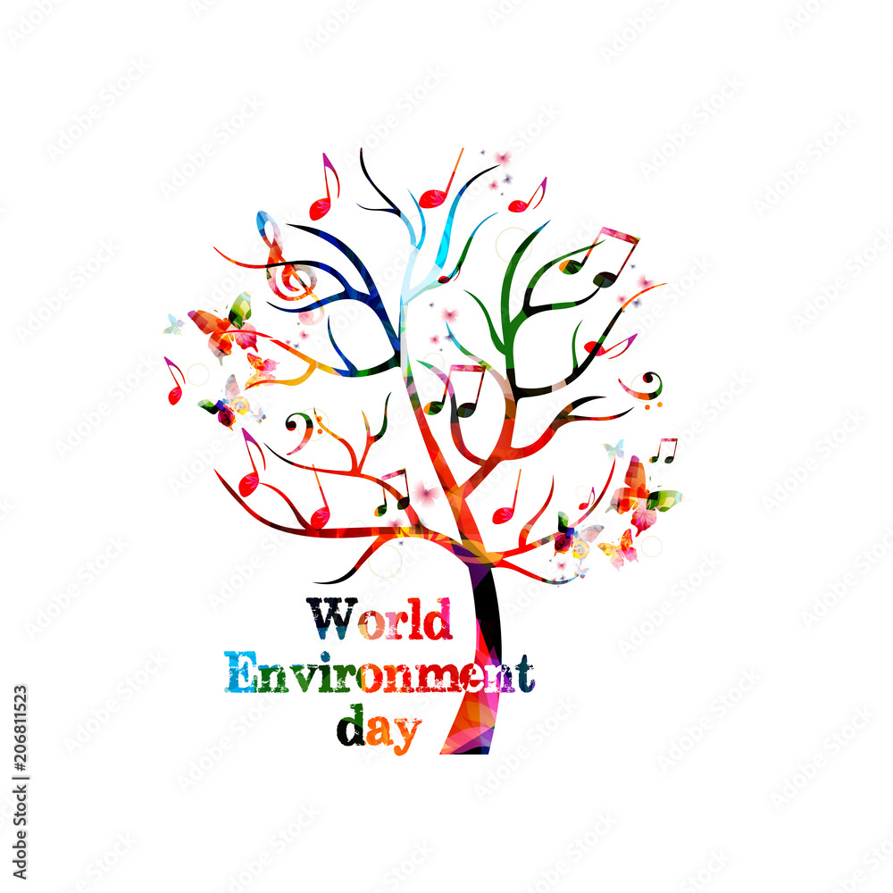 World Environment Day poster vector illustration. Typographic colorful ...