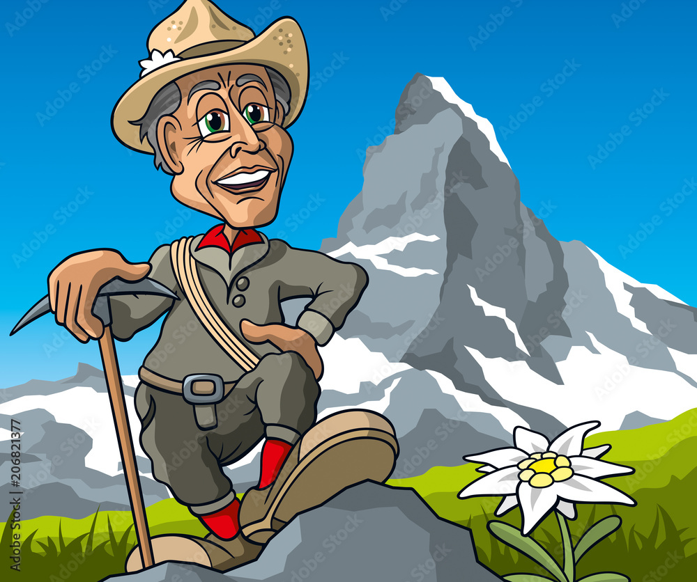 Bergsteiger am Matterhorn, Cartoon Stock Illustration | Adobe Stock