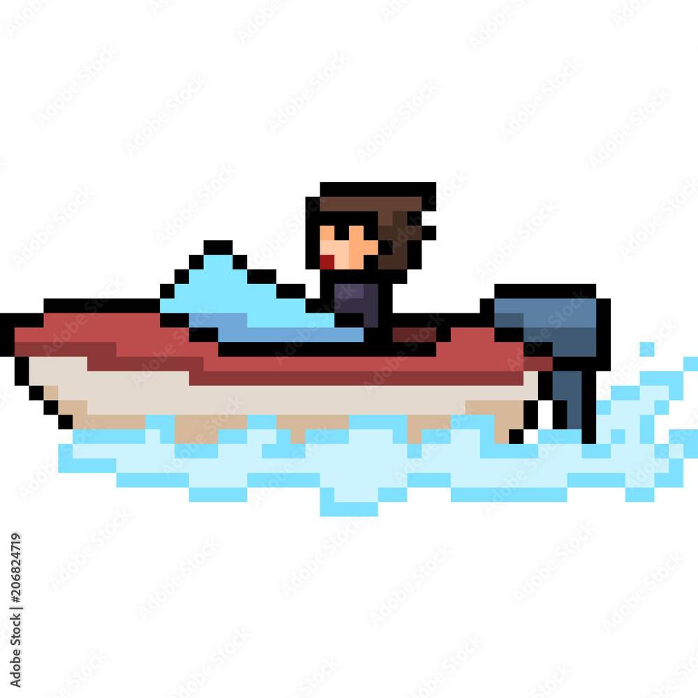 vector pixel art beach boat Stock Vector | Adobe Stock