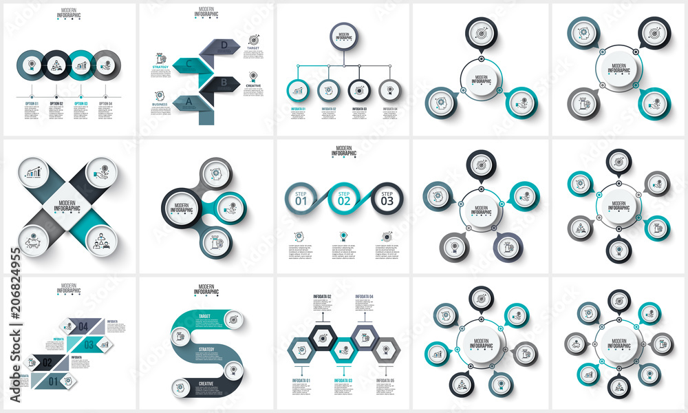 Business data visualization. Abstract elements of graph, diagram with 3 ...