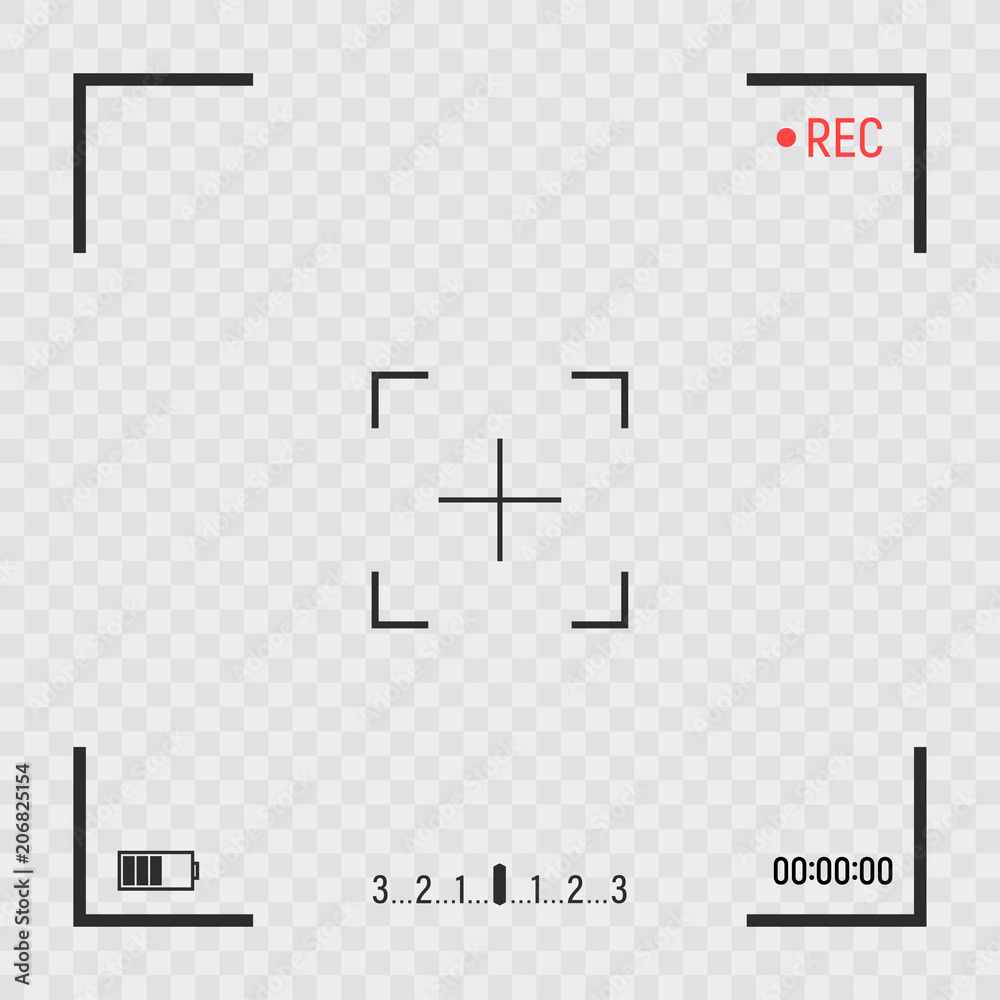 Camera frame viewfinder screen. Video recorder digital display with ...