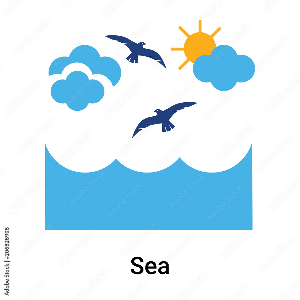 Sea icon vector sign and symbol isolated on white background Stock ...