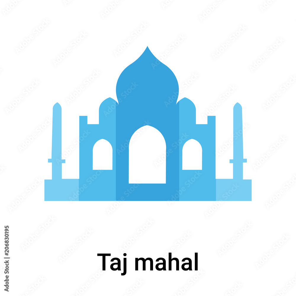 Taj mahal icon vector sign and symbol isolated on white background ...