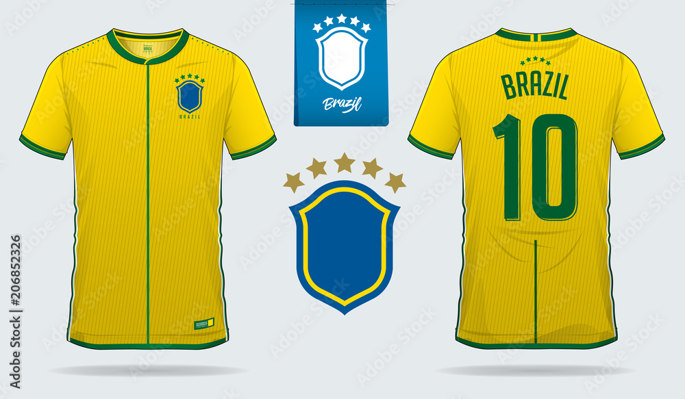 Set of soccer jersey or football kit template design for Brazil ...