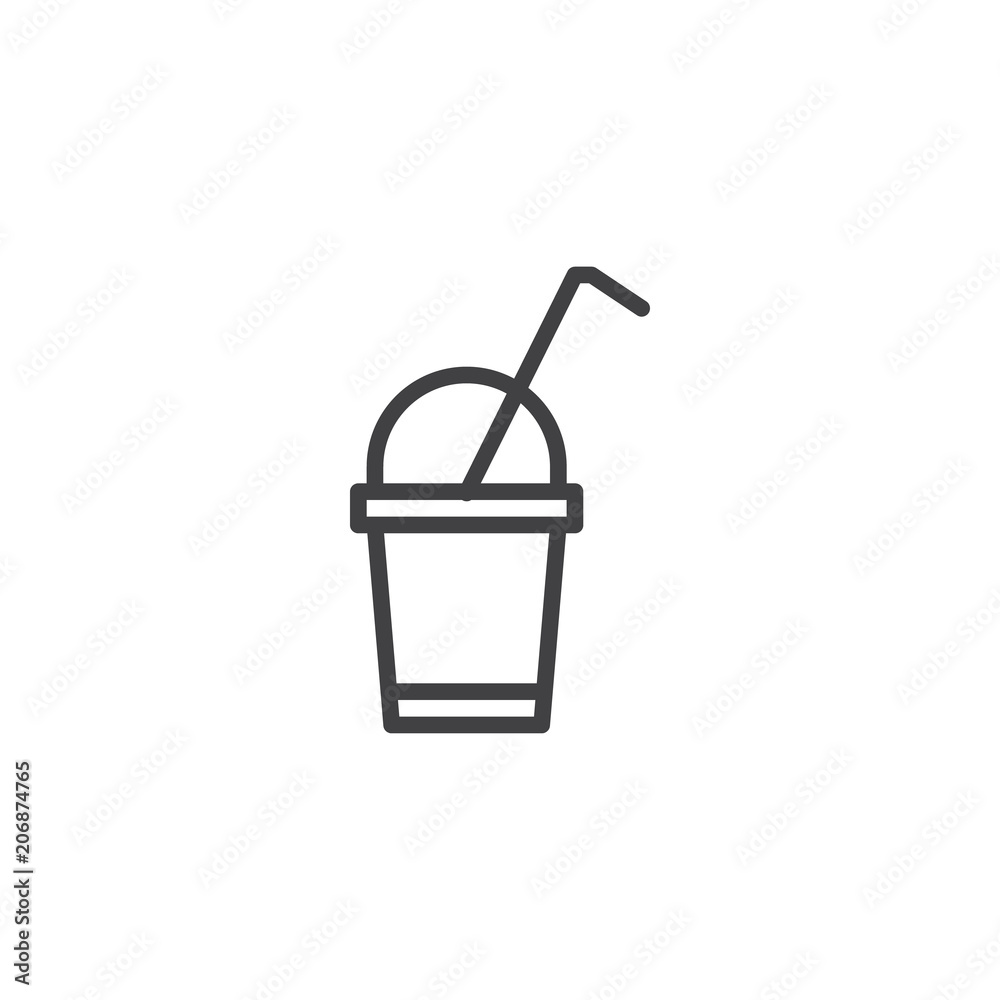 Milkshake outline icon. linear style sign for mobile concept and web design. Soft drink simple ...