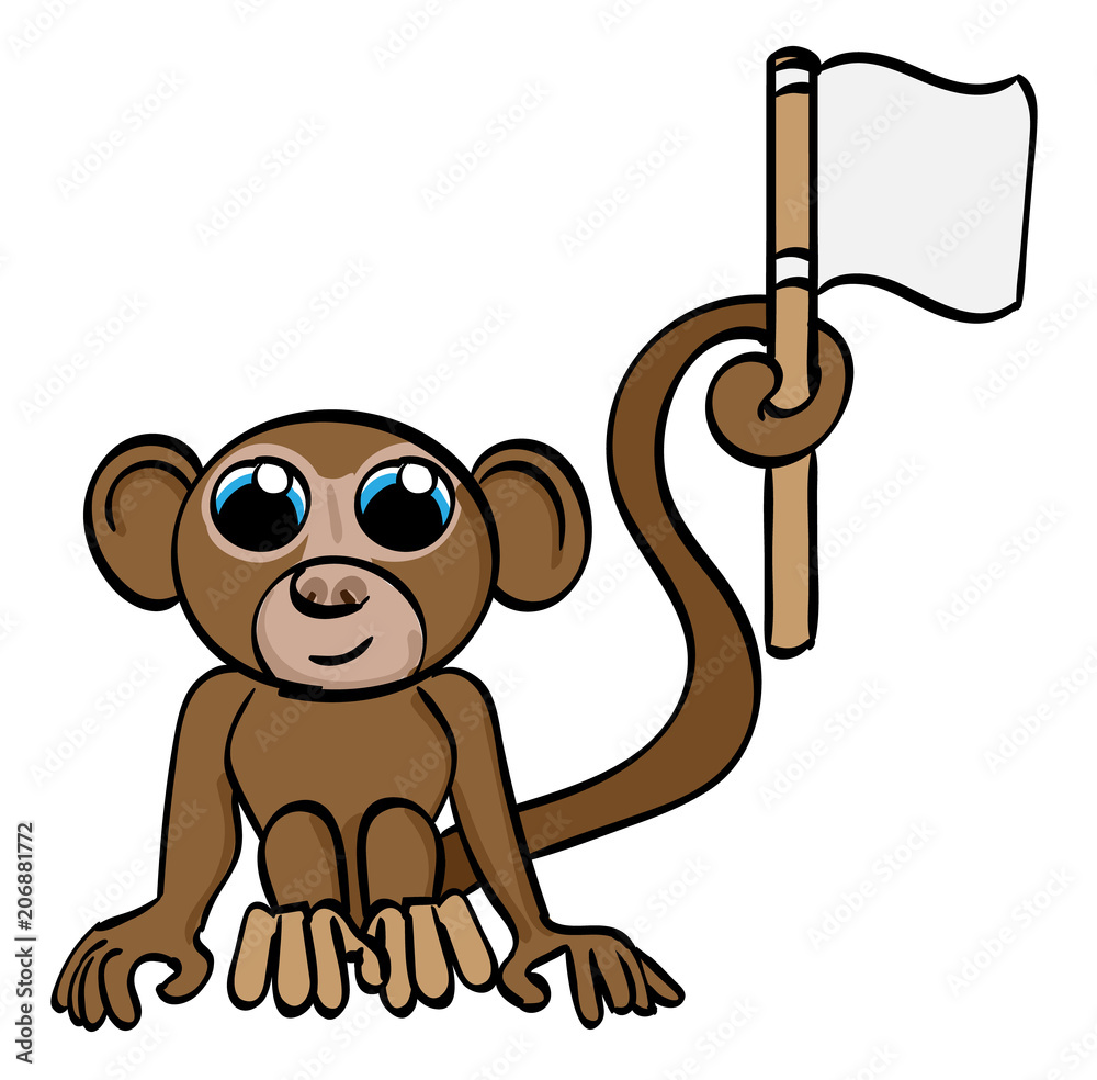 Cartoon Monkey holding a flag Stock Vector | Adobe Stock