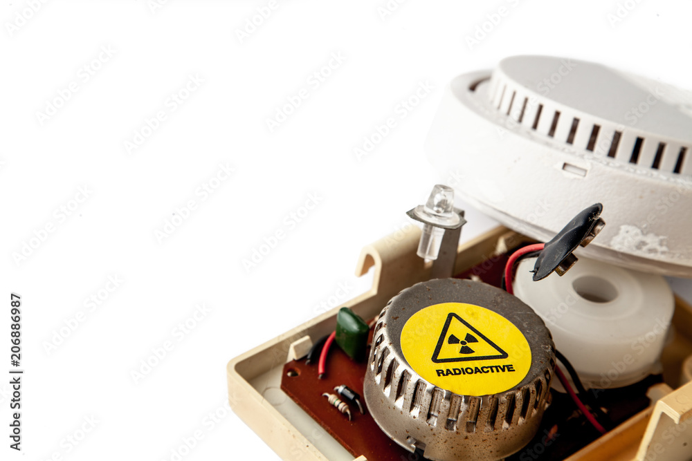 Old domestic smoke detector alarms on white background Stock Photo ...