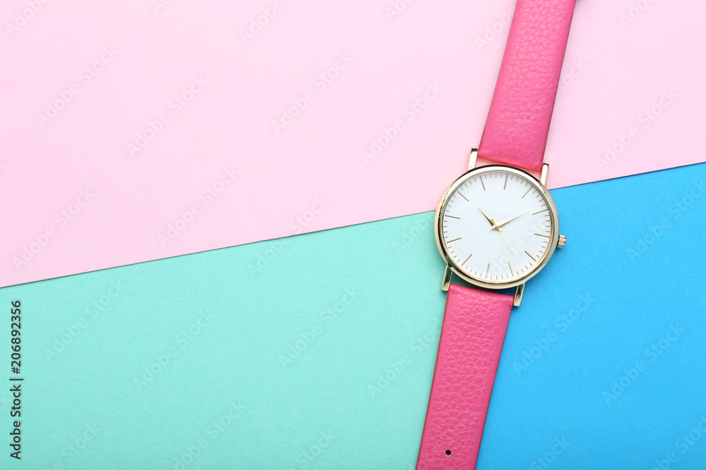 Wrist watch on colorful background Stock Photo | Adobe Stock