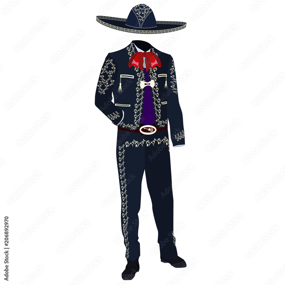 Mariachi musician costume vector illustration vector de Stock | Adobe Stock