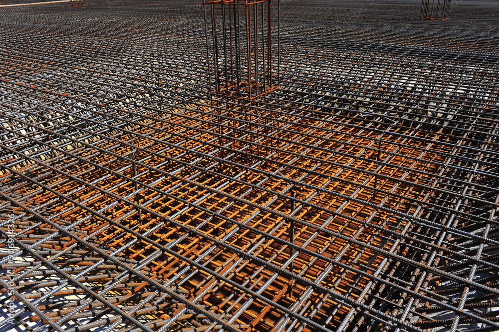 Production of reinforced concrete frame construction site Stock Photo ...
