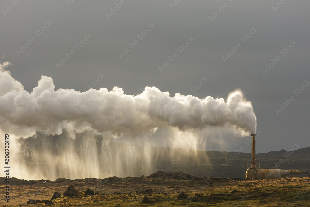 Geothermal energy Earth vent. / Ecological power plant in Iceland with ...