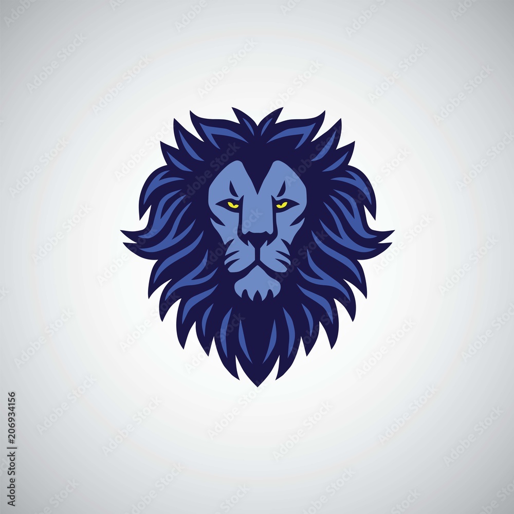Blue Lion Vector Mascot Logo Design Stock Vector | Adobe Stock