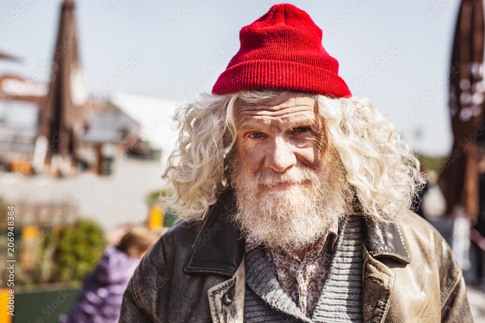 Smiling Homeless Man With Sign
