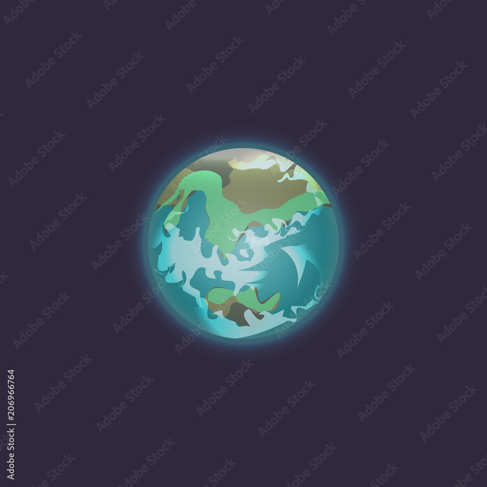 Earth planet in deep space icon. Solar system isolated element, cosmic ...