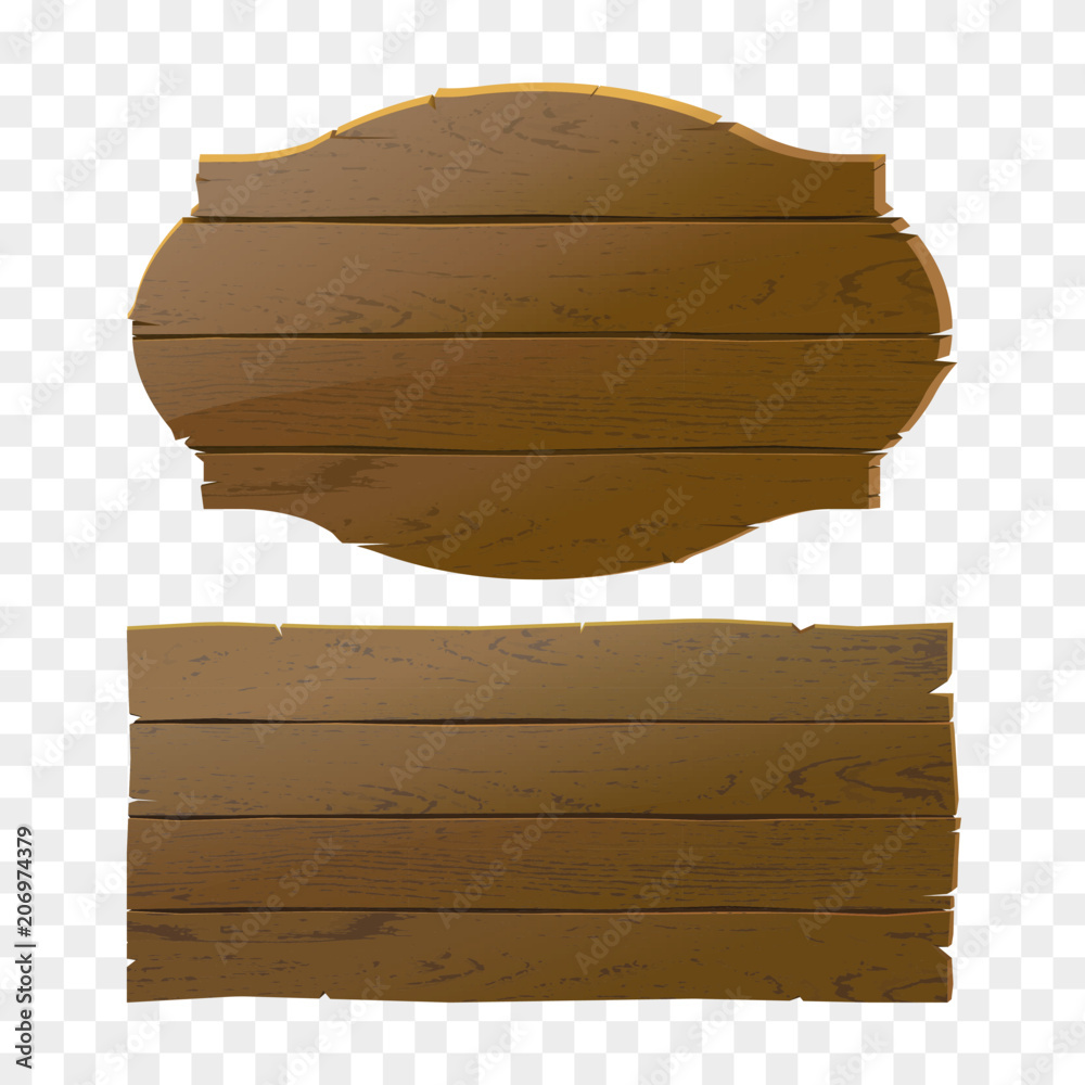 Wooden signboard isolated on checkered background, vector realistic ...