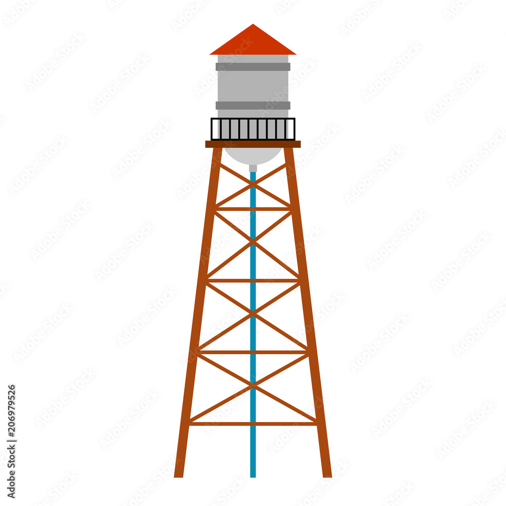 Water tower isolated. Water-bearing tower. Vector illustration Stock ...
