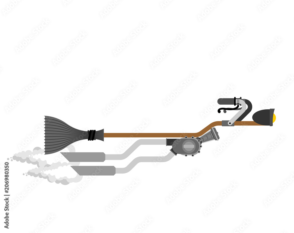 Witch broom racing Isolated. Broomstick Speeding turbo. Halloween ...