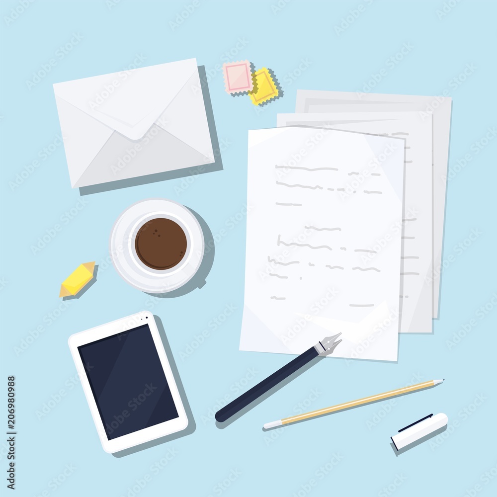 Cartoon Paper And Pencil Writing