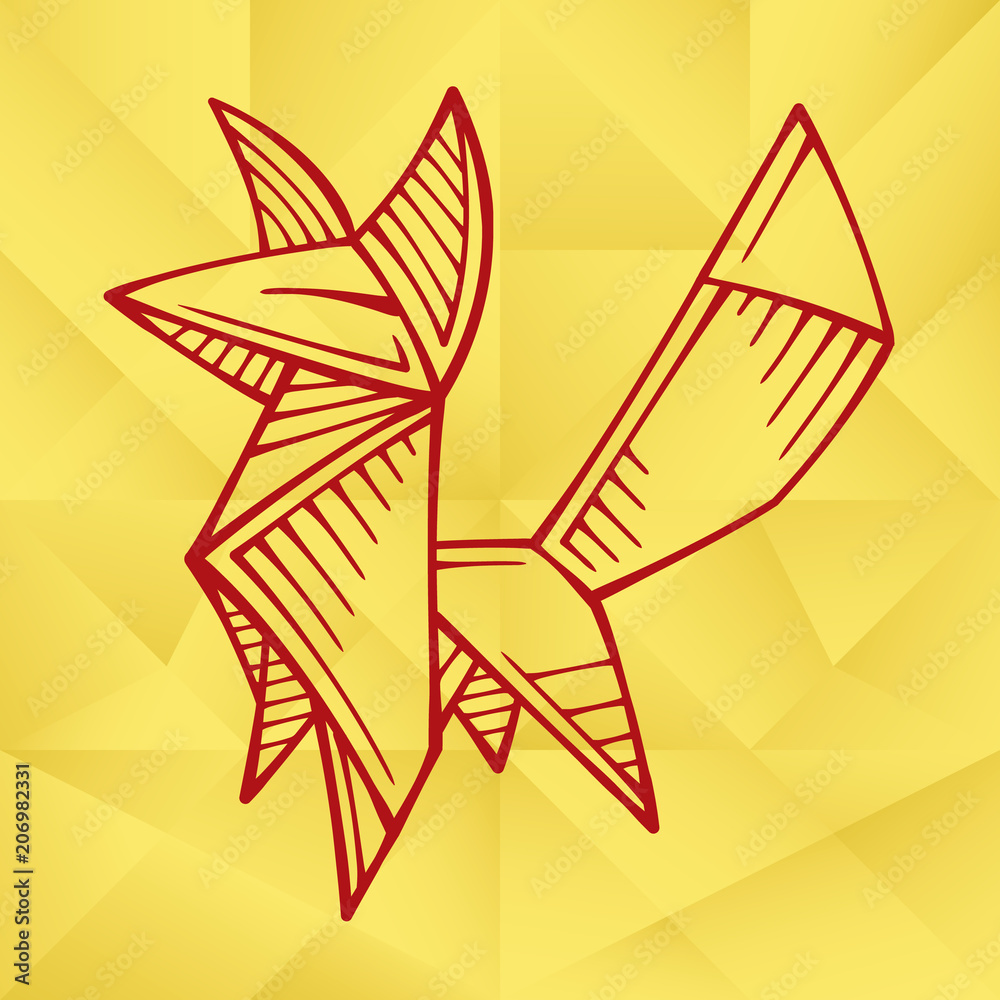 Vector origami Fox. Geometric abstract symbol of animal isolated on ...