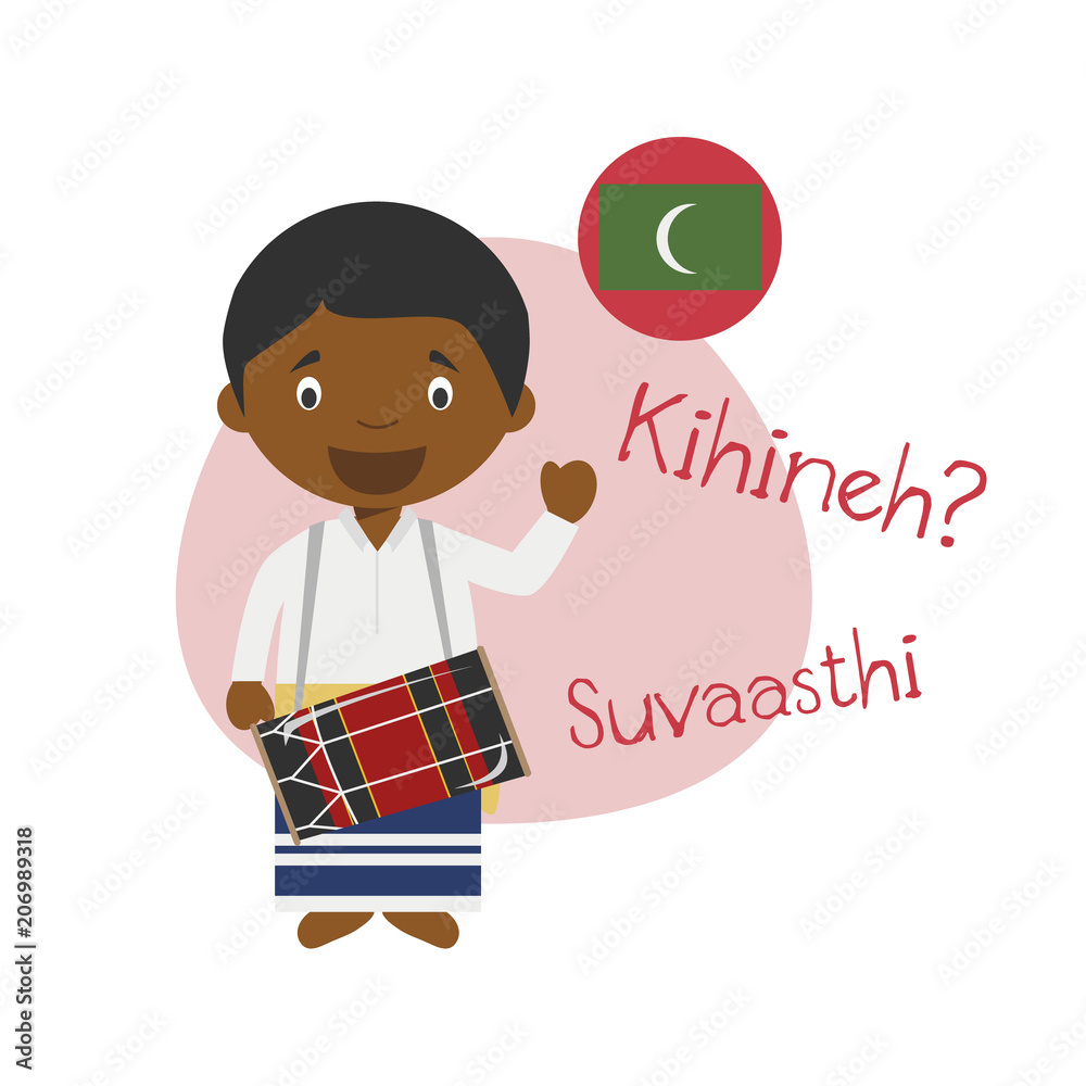 Vector illustration of cartoon character saying hello and welcome in ...