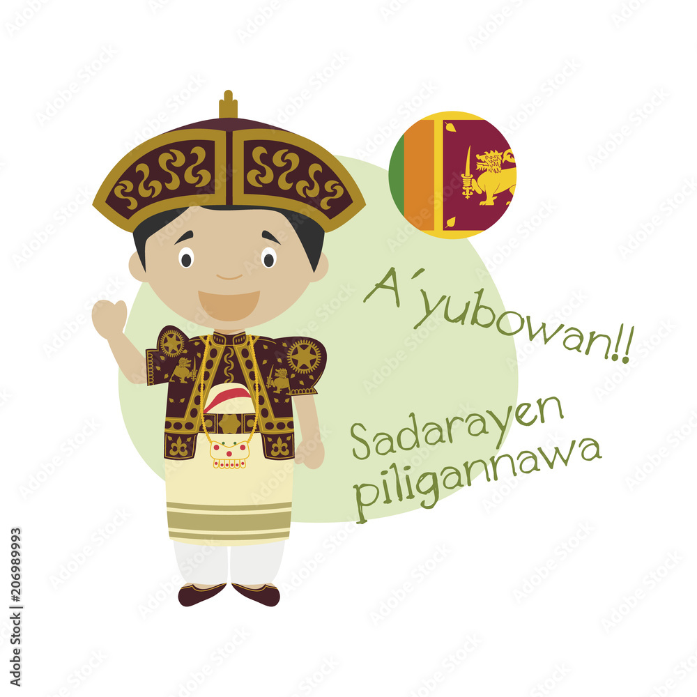 Vector illustration of cartoon character saying hello and welcome in ...