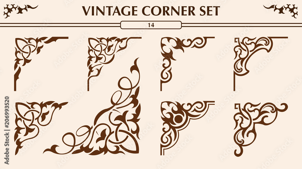 Vintage corner set Stock Vector | Adobe Stock