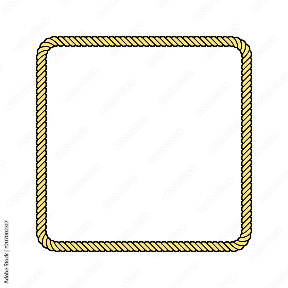 Rope frame in a square shape, isolated vector object. Stock Vector ...