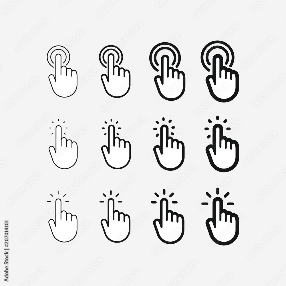 Hand click icon set Stock Vector | Adobe Stock